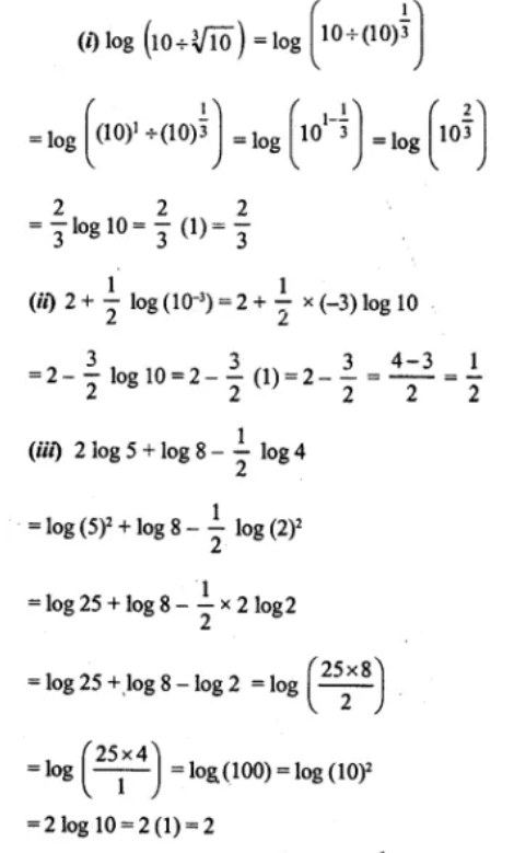 Logarithms ML Aggarwal ICSE 9th Maths Solutions Chapter-9 - ICSEHELP