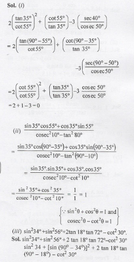 Trigonometrical Ratios of Standards Angles ML Aggarwal Class-9 - ICSEHELP