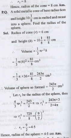 Volume and Surface Area of Solids Cylinder Cone Sphere RS Aggarwal ...