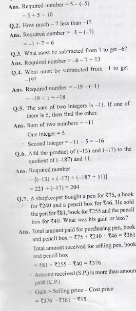 Integers RS Aggrawal ICSE Class-7th Maths Goyal Brothers - ICSEHELP