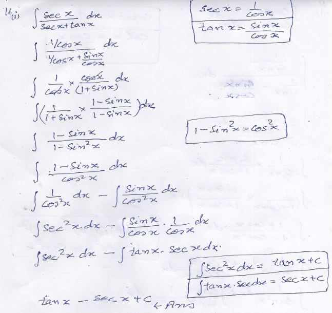 Integrals ML Aggarwal ISC Class-12 Understanding APC Maths Solutions - ICSEHELP