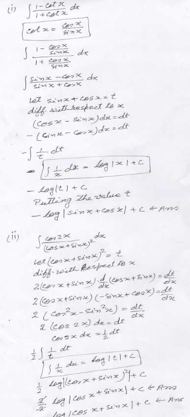 Integrals ML Aggarwal ISC Class-12 Understanding APC Maths Solutions - ICSEHELP