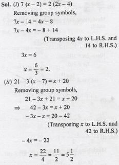 Linear Equations Class-7 ML Aggarwal ICSE Maths Solutions - ICSEHELP
