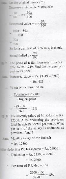 Percentage Class 7th Rs Aggarwal Icse Maths Goyal Brothers Icsehelp