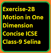 Exercise-2B Motion in One Dimension Concise ICSE Class-9 Selina - ICSEHELP