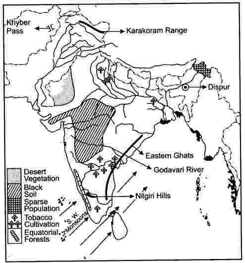 Map of India Solutions for ICSE Class 10 Geography Ch- 2 - ICSEHELP