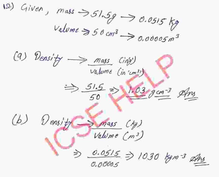Measurement of Density and Speed Class-7th Study Question Goyal ...