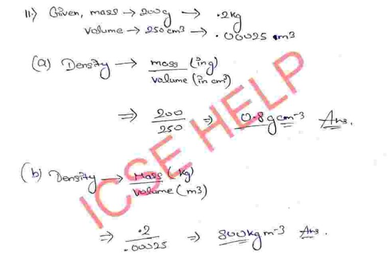 Measurement of Density and Speed Class-7th Study Question Goyal ...