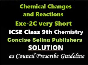 Chemical Changes and Reactions Exe-2C Very Short Chemistry Class-9 ICSE ...