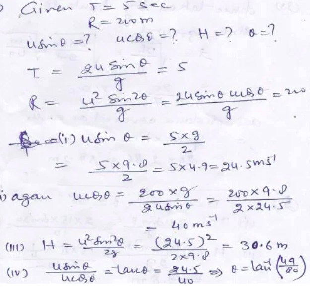 Motion in Plane Numerical on Projectile Motion Class 11 Nootan ISC ...