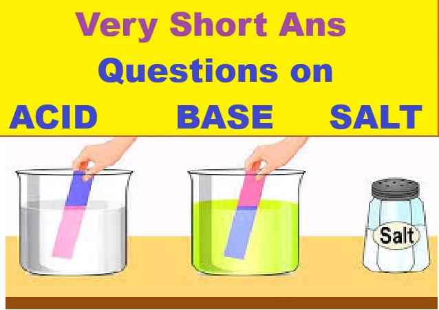 Acids Bases and Salts Very Short Ans Concise Class-10 ICSE Chemistry ...