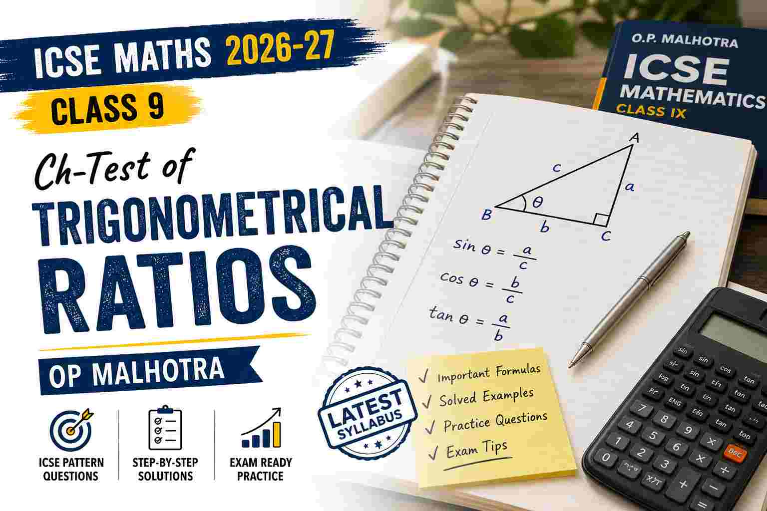 Ch-Test of Trigonometrical Ratios Class 9 OP Malhotra ICSE Maths ...
